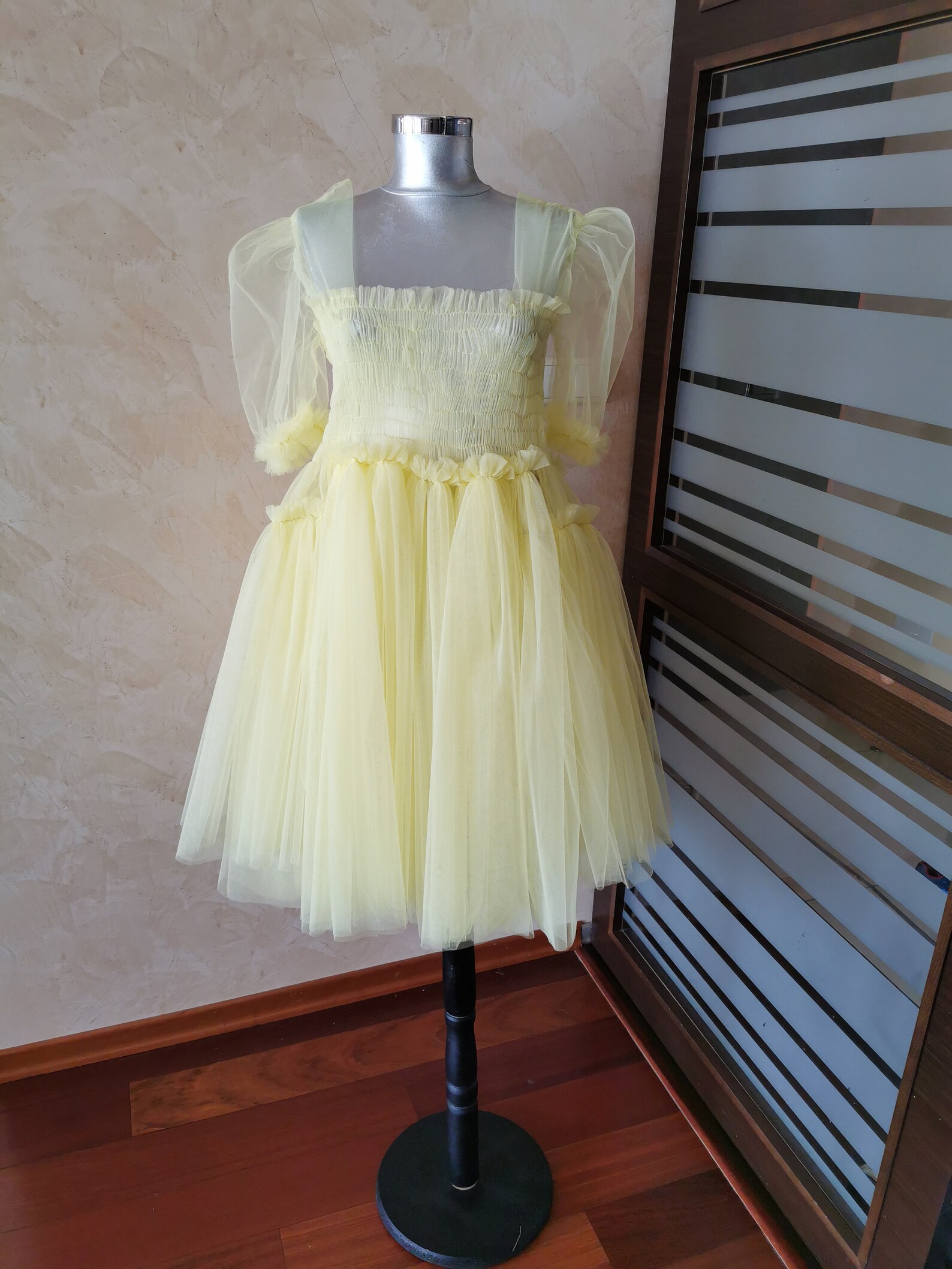 Pale Yellow Tulle Dress/ Yellow Tulle Dress/ Custom Made Tulle Dress ...