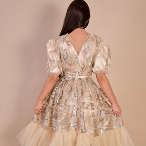 Luxury Golden Fabric Dress With Embroidered Sequins/ Gold and Bronze ...