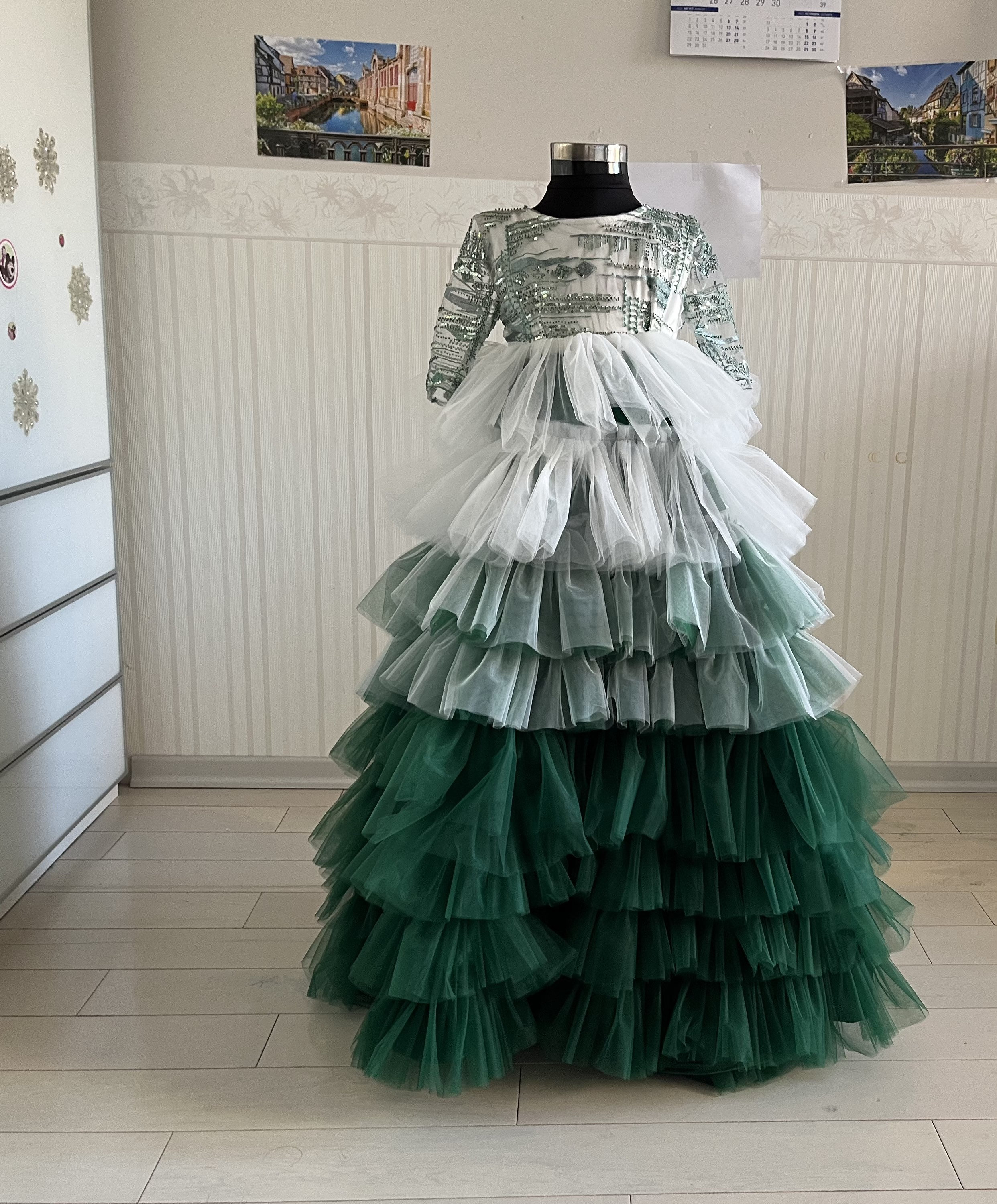 Regina Kalina- Ombré Tulle Green Dress/ Ombre Tulle Green Dress/ Green ...