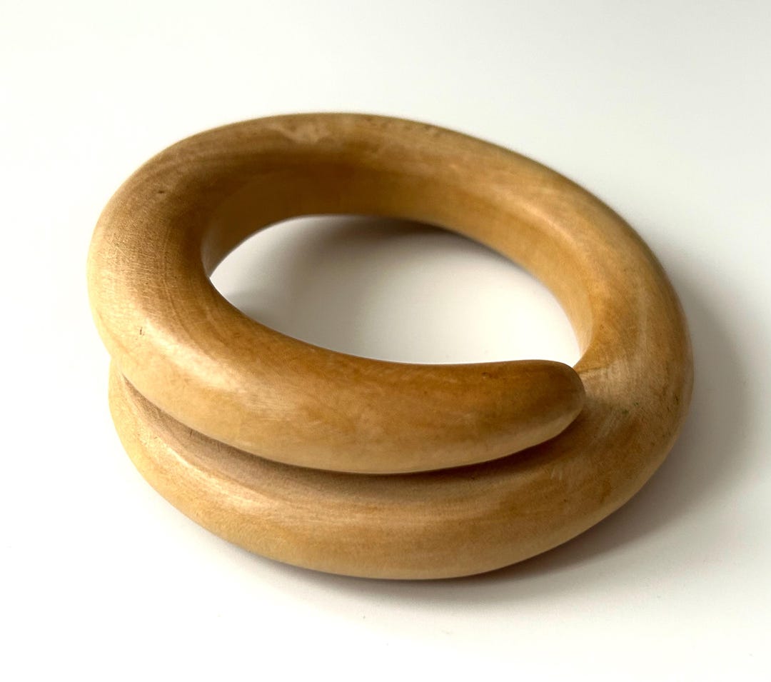 Vintage 1980s Light Wooden Swirl Statement Bangle - Etsy