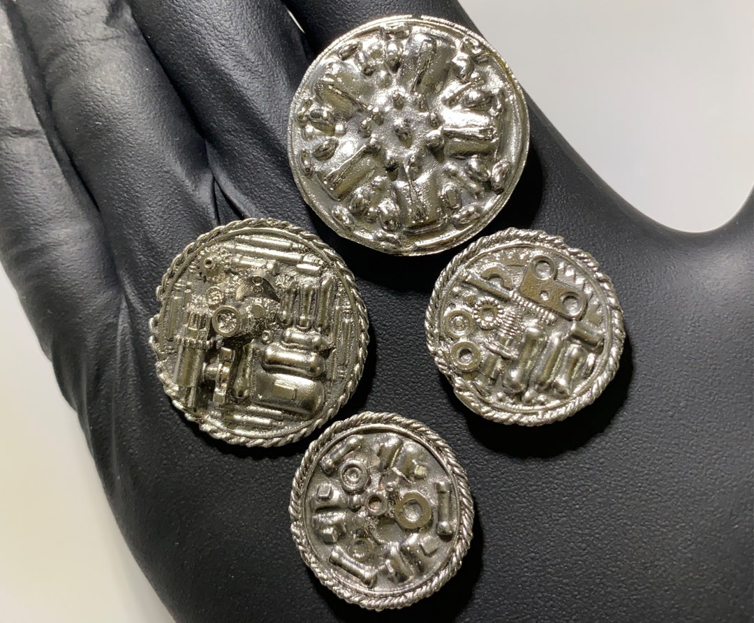 4-coin Pack of Handmade Sand-cast Pewter Coin Pocket Sculptures in ...