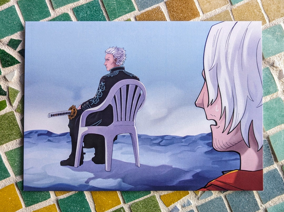 DEVIL MAY CRY Dmc Vergil in Generic Porch Chair Small Art Print 5x7in ...