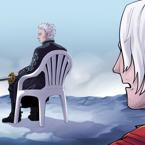DEVIL MAY CRY Dmc Vergil in Generic Porch Chair Small Art Print 5x7in ...