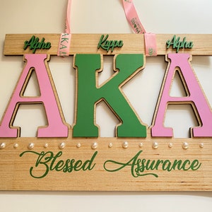 Personalized AKA Pink and Green Wall/door Handmade Hanging Wood Sign ...