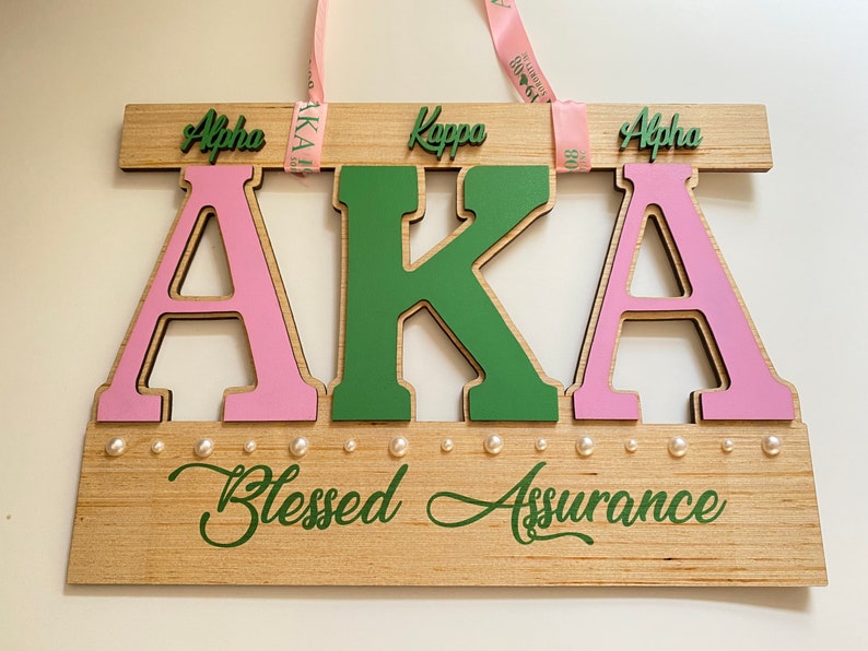 Personalized AKA Pink and Green Wall/door Hanging Wood Sign - Etsy