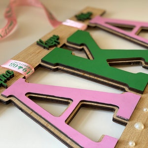 Personalized AKA Pink and Green Wall/door Handmade Hanging Wood Sign ...