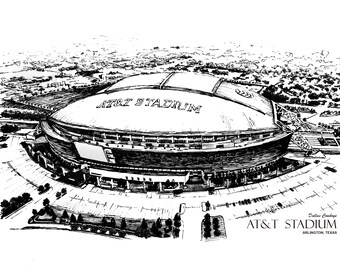 AT&T Stadium Poster, Cowboys Poster, Minimalist, Helvetica, Mid-century ...