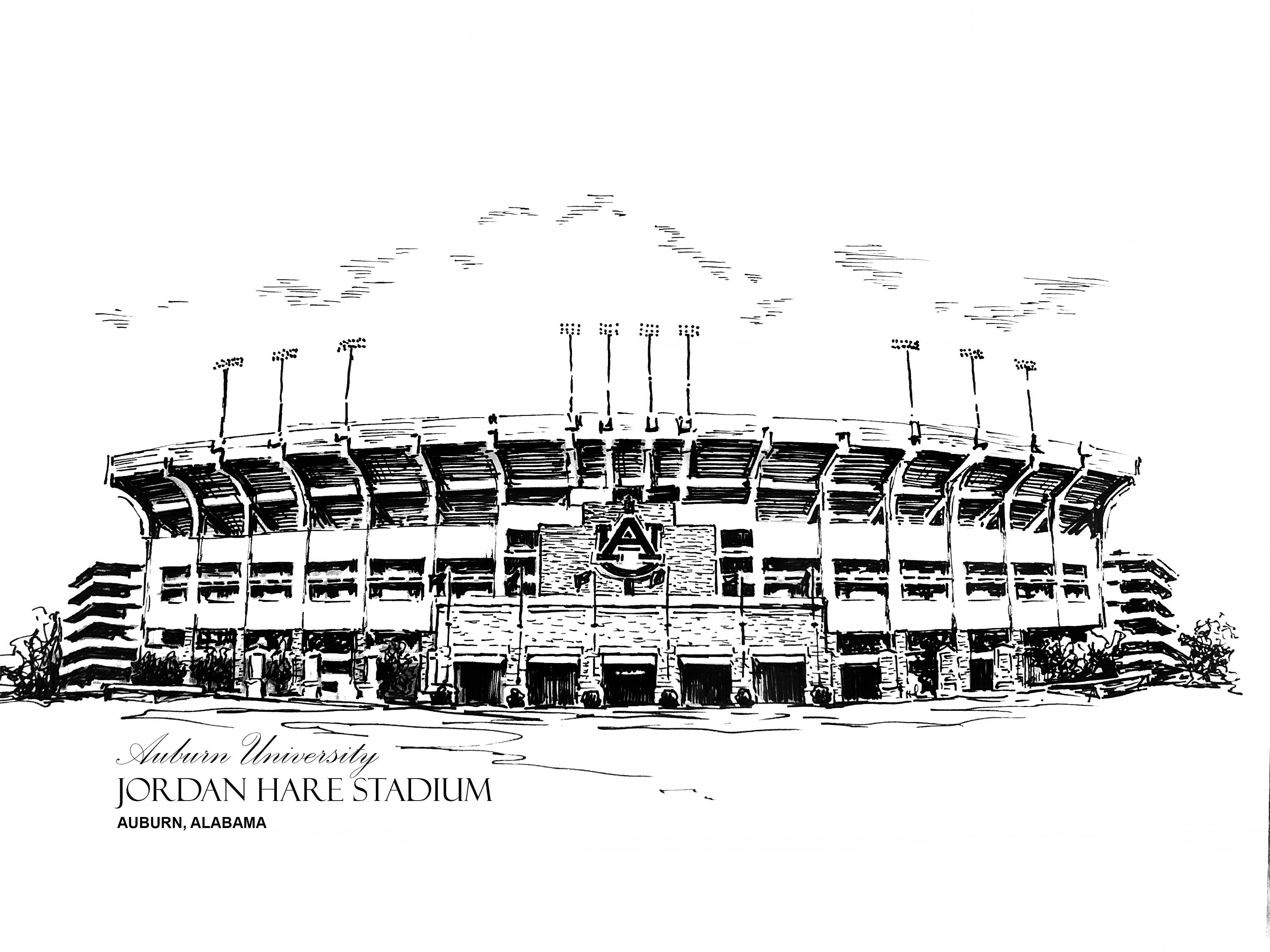AUBURN UNIVERSITY'S Jordan Hare Stadium Art Print - Etsy UK
