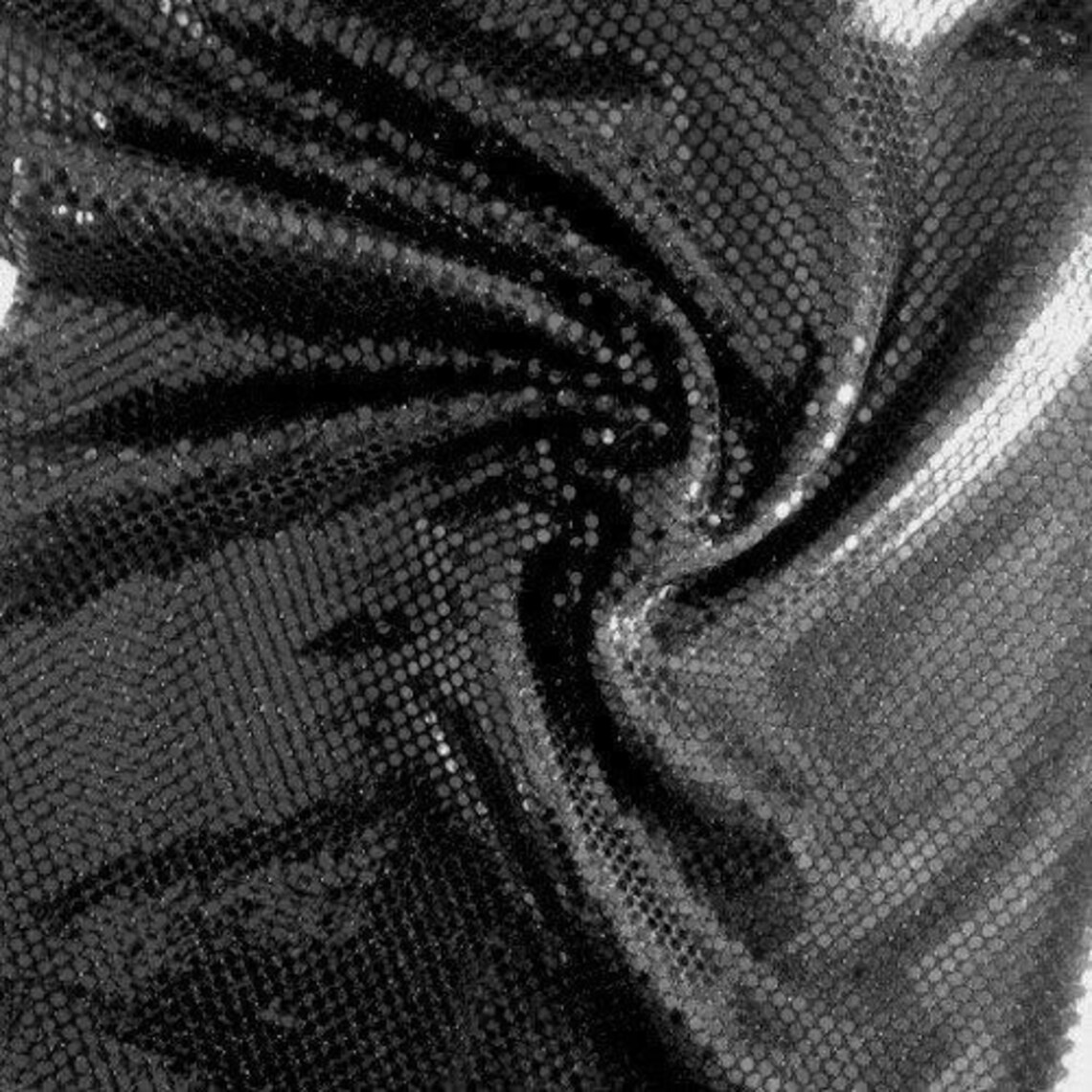 Black Knit Sequin Fabric, Sequins Fabric for Dress, Full Sequin on Mesh ...