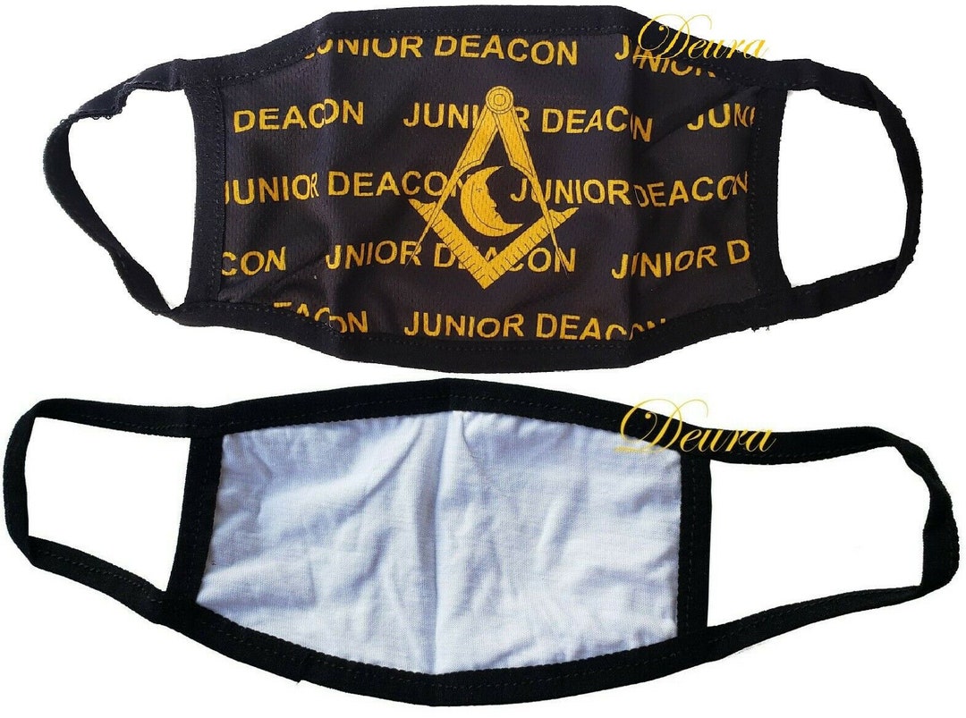 Masonic Junior Deacon Mason BLACK FACE MASK Freemason Washable Reusable ...