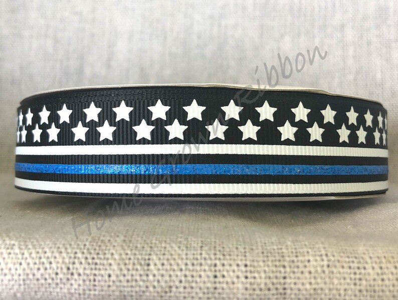 Thin Blue Line Glitter Ribbon 7/8 Police Officer | Etsy