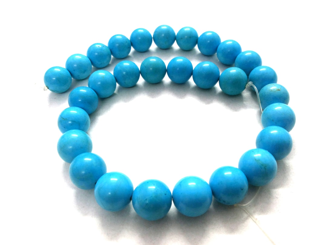 1 Strand Natural Turquoise Round Smooth 8mm-16mm Turquoise Round Beads ...