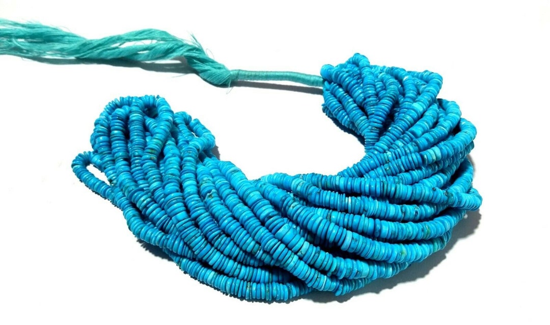 1 Strand Natural Turquoise Wheel Tyre Smooth 4-5mm/5-6mm/6-6.5mm Beads ...