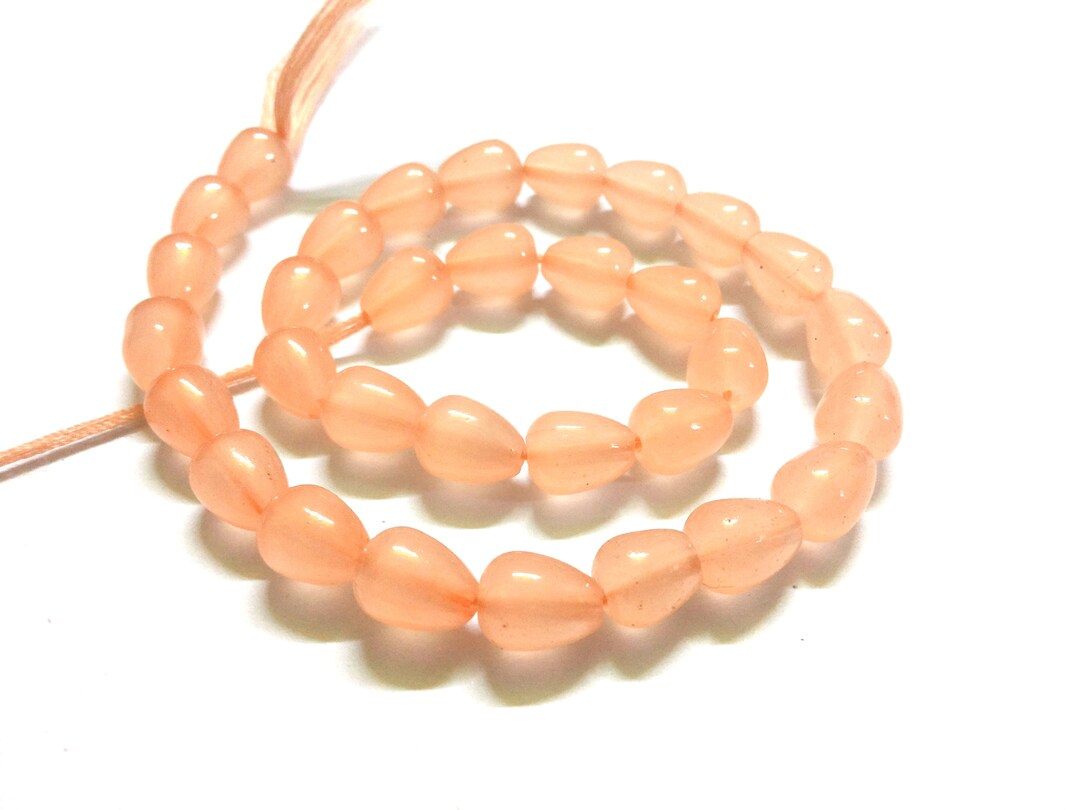 Peach Quartz Teardrop Beads: Smooth Hydro Quartz Drops, 8x10mm, 12 ...