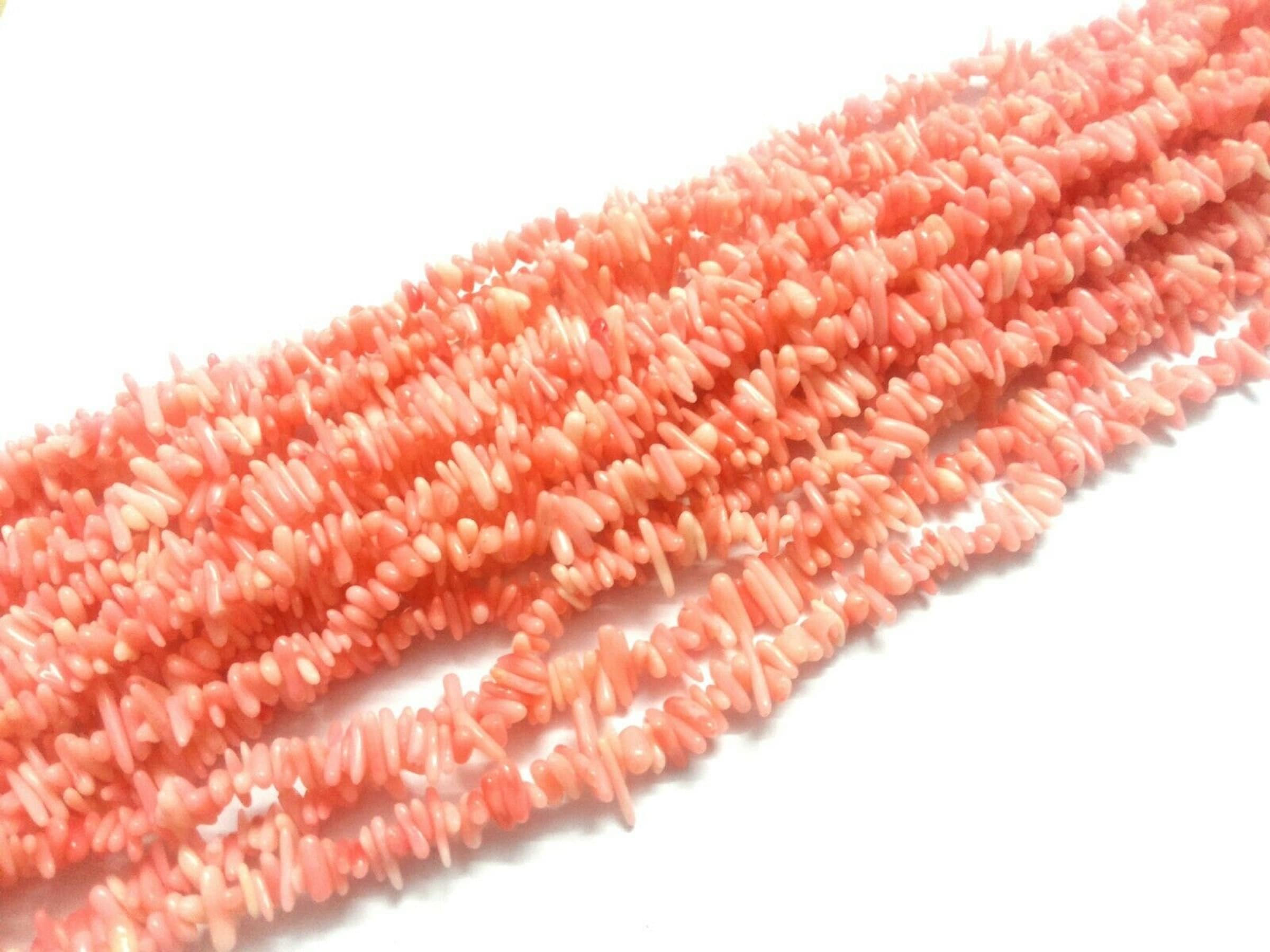 1-5 Strand Natural Pink Coral Stick Chips Smooth 6-10mm Gemstone Loose ...