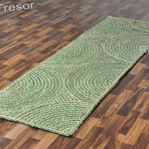 Mandala Pattern Runner Green Chindi Runner Soft Hallway Runner 2.5X20 ...