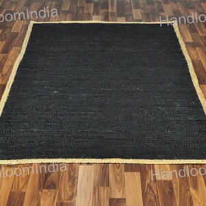 Natural and Black Jute Hand Woven Rug, Premium Quality Carpet, Braided ...