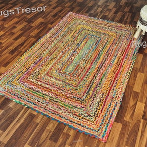 Braided Chindi Rug, Bohemian Cotton Rug, Woven Rag Rug, 8x10 Living ...