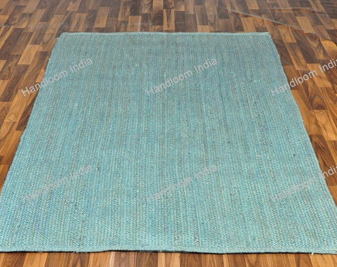 Green Jute Rug 4x6, Green Area Rug 5x7 for Dining Room, Square Jute Rug ...