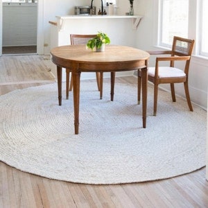 8 Feet Round White Braided Rug Reversible Handwoven Area Rug - Etsy