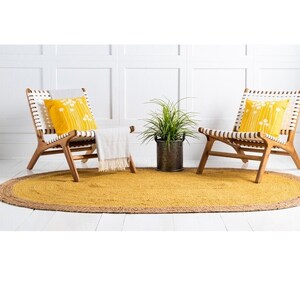 Buy Braided Yellow Beige Oval Area Rug 5 X 7 FOR SALE - Etsy