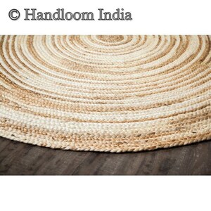 Bohemian 6 Feet Round Braided Jute Rug, Living Room Antique Rugs ...