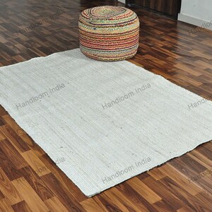 White Jute Rug, 5x5 Square Area Rugs for Bedroom, Natural Jute Carpet ...