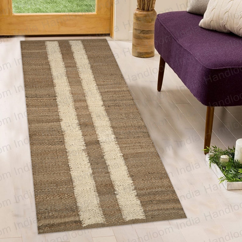 Jute Woven Stair Runner | Rustic Natural Rug | Farmhouse Eco-friendly ...