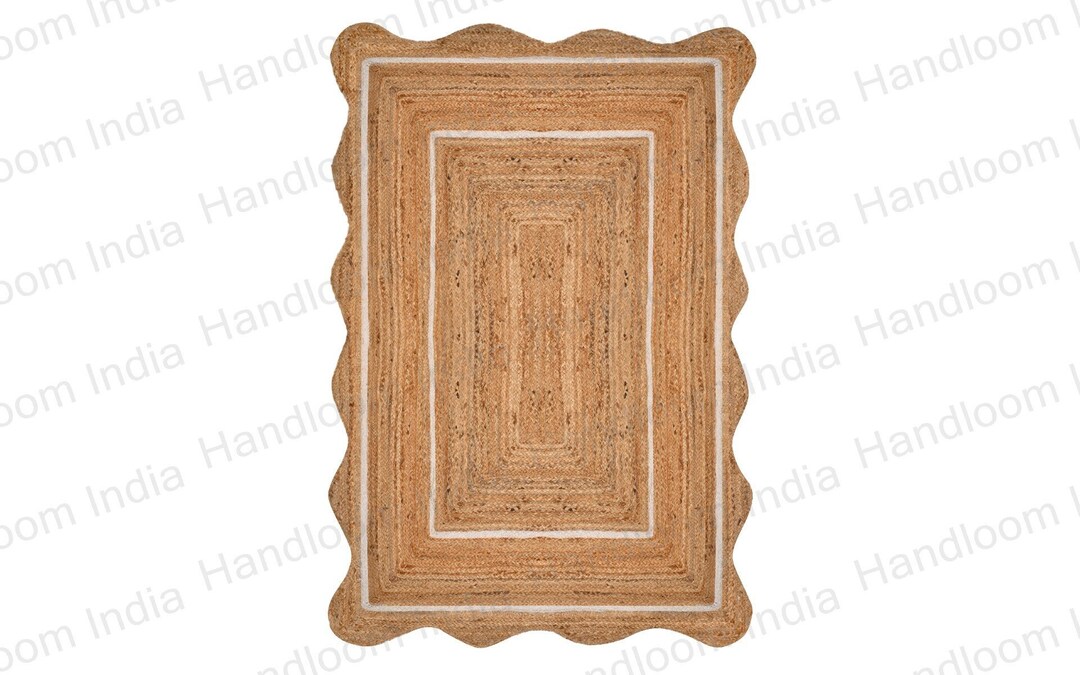 Scallop Jute Rugs, Wavy Scalloped Rug, Custom Size Scallop Rug ...