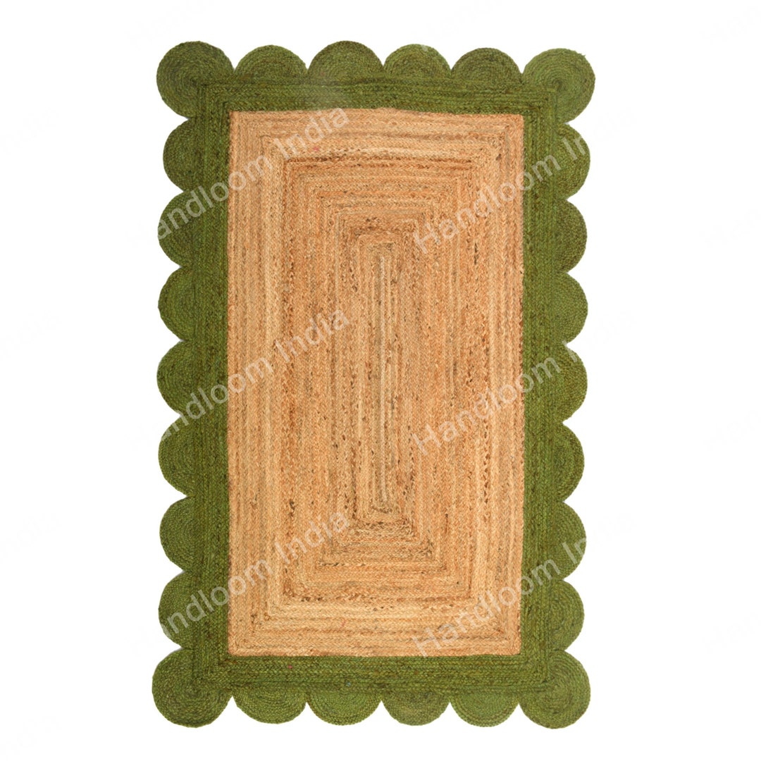 Natural Jute Scallop Rug, Scalloped Rug, Scalloped Jute Rug, Jute Area ...