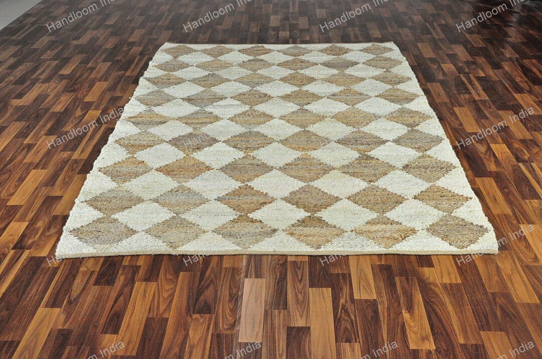 Diamond Shape Rug, Hand Woven Hemp Rug, Natural Fiber Rugs, Jute Fiber ...
