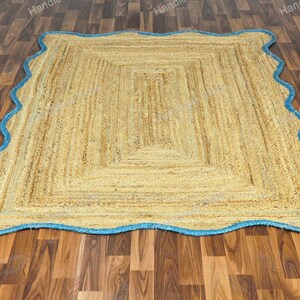 Wavy Edge Rugs, Scalloped Jute Rug 6x8 for Dining Table, Natural Jute ...