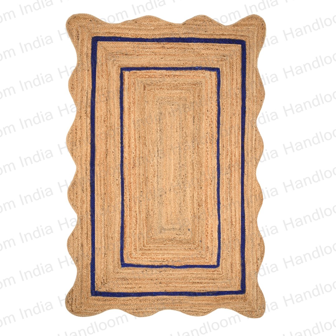 Scalloped Jute Rug - Wavy Scallop Rug, Braided Rug, Custom Scallop Rug ...