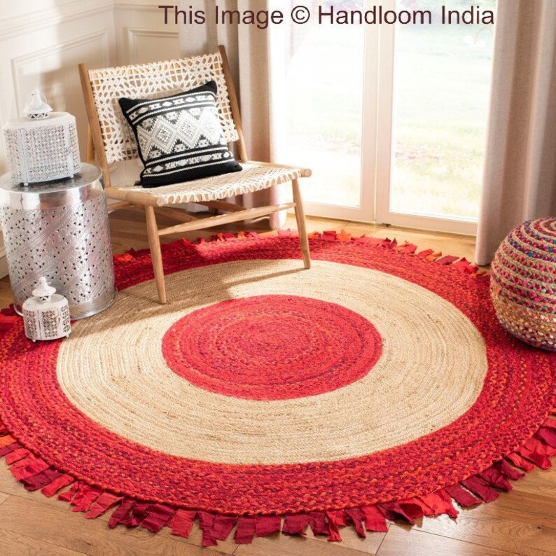 Colorful Red Braided Rug 4 X 4 for Living Room Reversible - Etsy