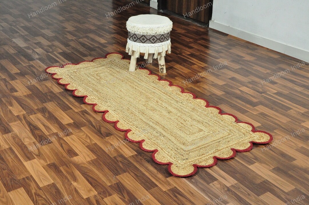 Scalloped Runner, Hemp Scalloped Rug, Scallop Rug Runner, Natural Fiber ...