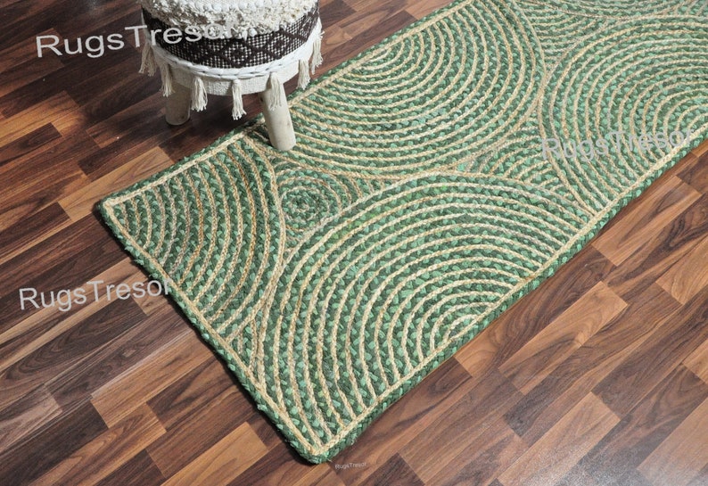Mandala Pattern Runner Green Chindi Runner Soft Hallway Runner 2.5X20 ...