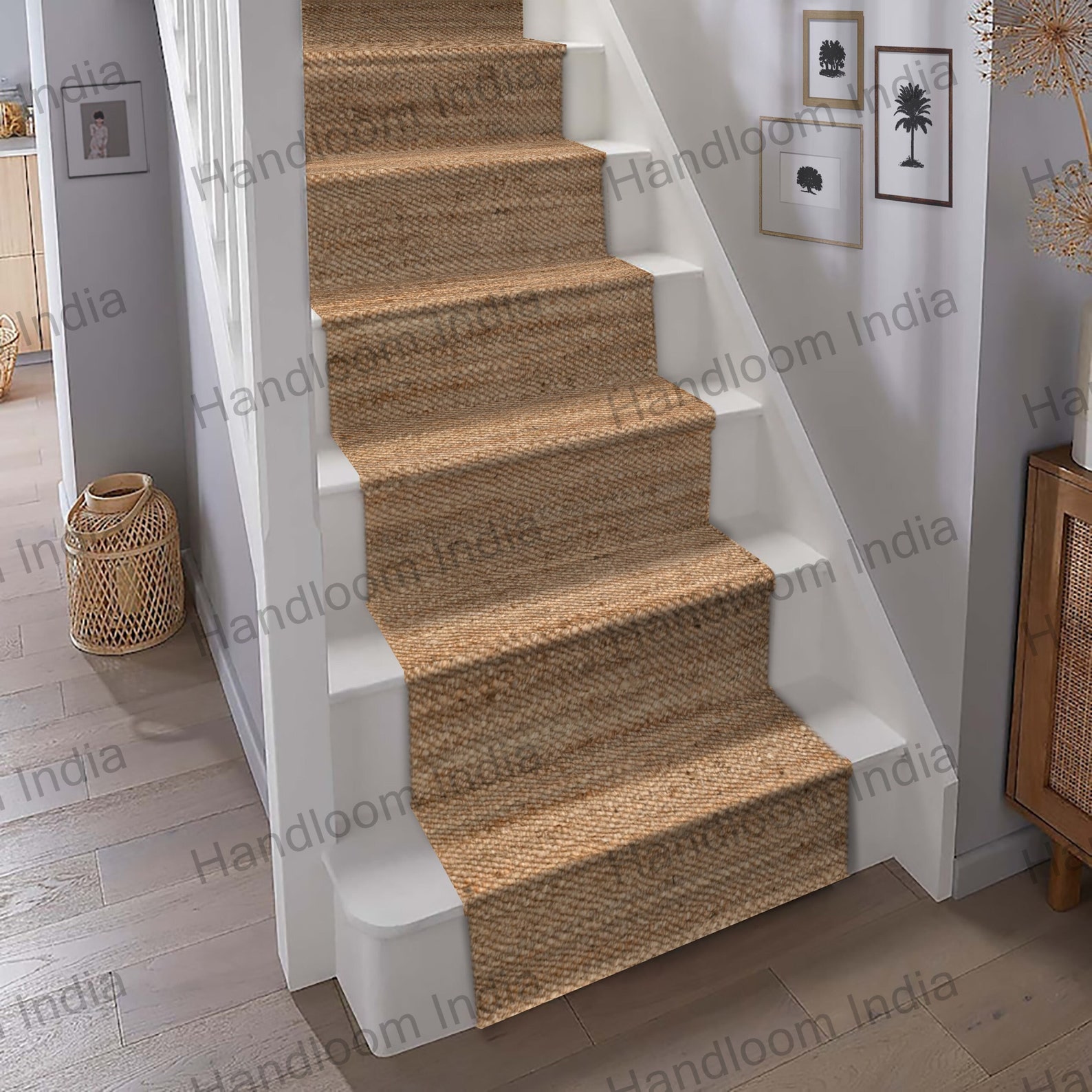 Jute Stair Runner, Jute Runner Rug, Anti Slip Jute Rug for Stair Steps ...