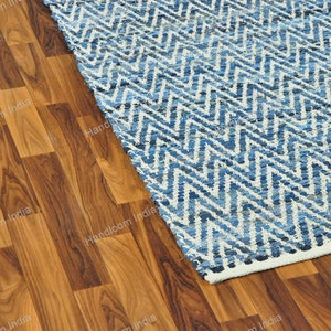 Hand Loomed Rug, Denim Tufted Rug, Woven Scandinavian Rug, Blue Braided ...