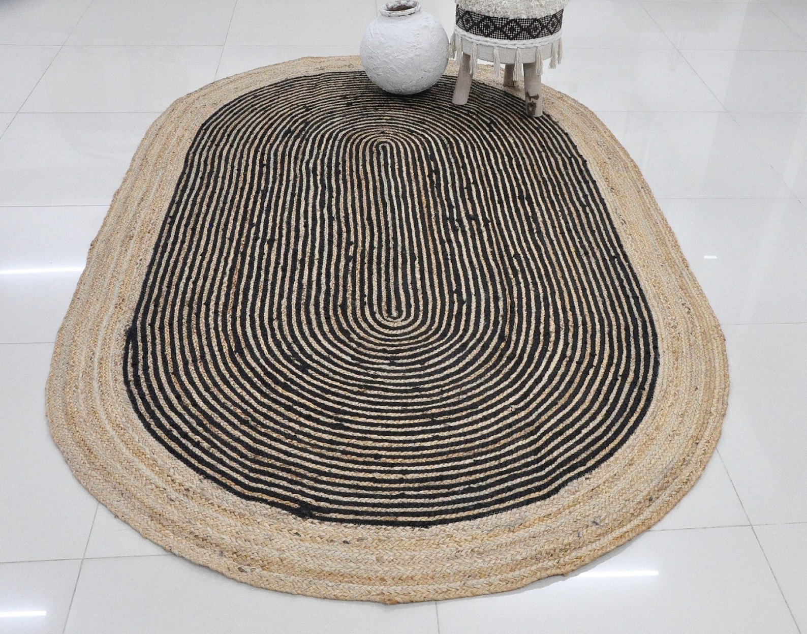 Natural Jute Braided Oval Rug for Living Room 5 X 7 Ft ON SALE ...