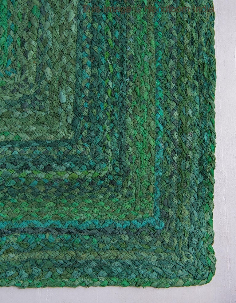Green Braided 6 X 8 Area Rug on SALE Handwoven Indoor Outdoor | Etsy