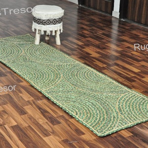 Mandala Pattern Runner Green Chindi Runner Soft Hallway Runner 2.5X20 ...