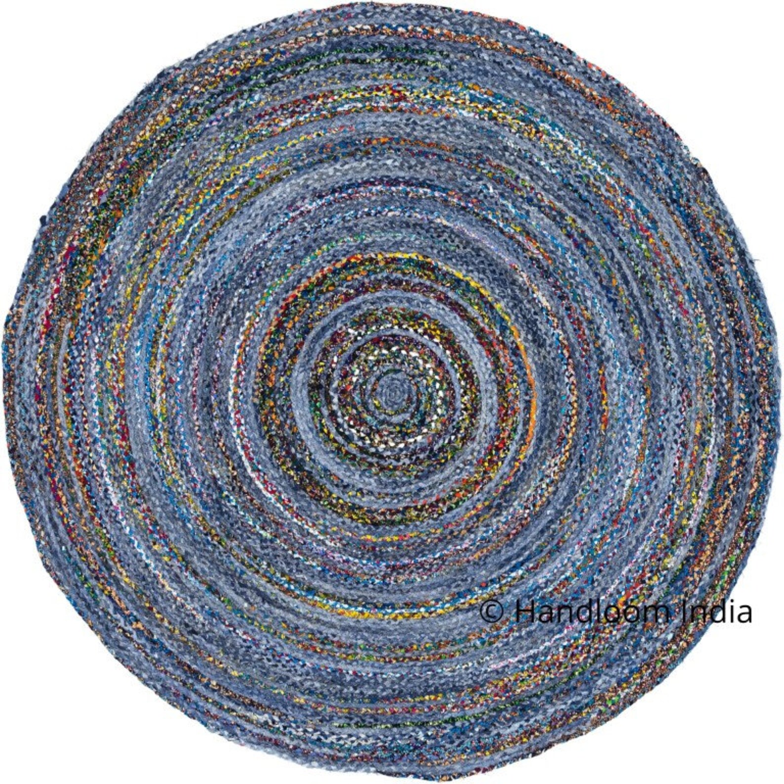 Blue Chindi Rug 5 Feet Round Braided Cotton Chindi Area Rugs - Etsy