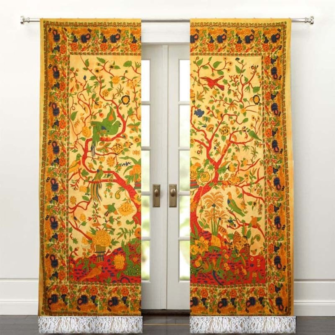 Tree of Life Door Curtains Bohemian Window Hanging Tree of - Etsy