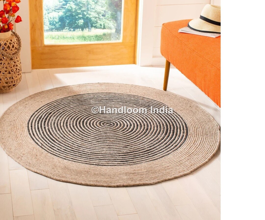 Psychedelic Pattern Braided Round Rugs for Living Room 5 X 5 Feet ...