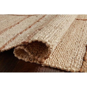 Striped Pattern Jute Rug Runner, Custom Size Area Rug for Living Room ...