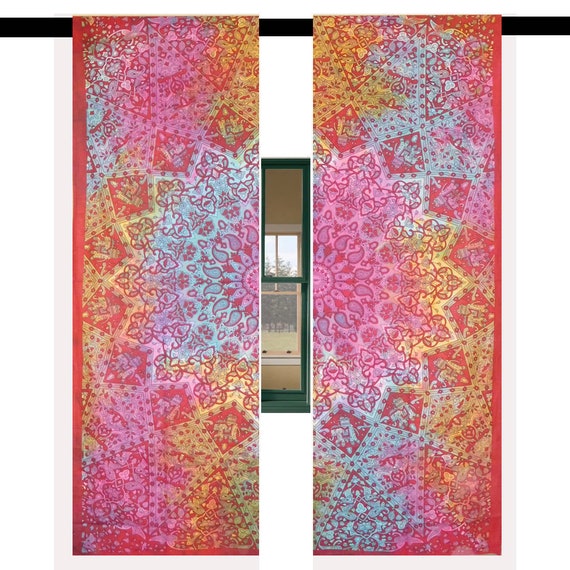 Tie Dye Star Mandala Window Hanging Bohemian 2 Panel Window | Etsy
