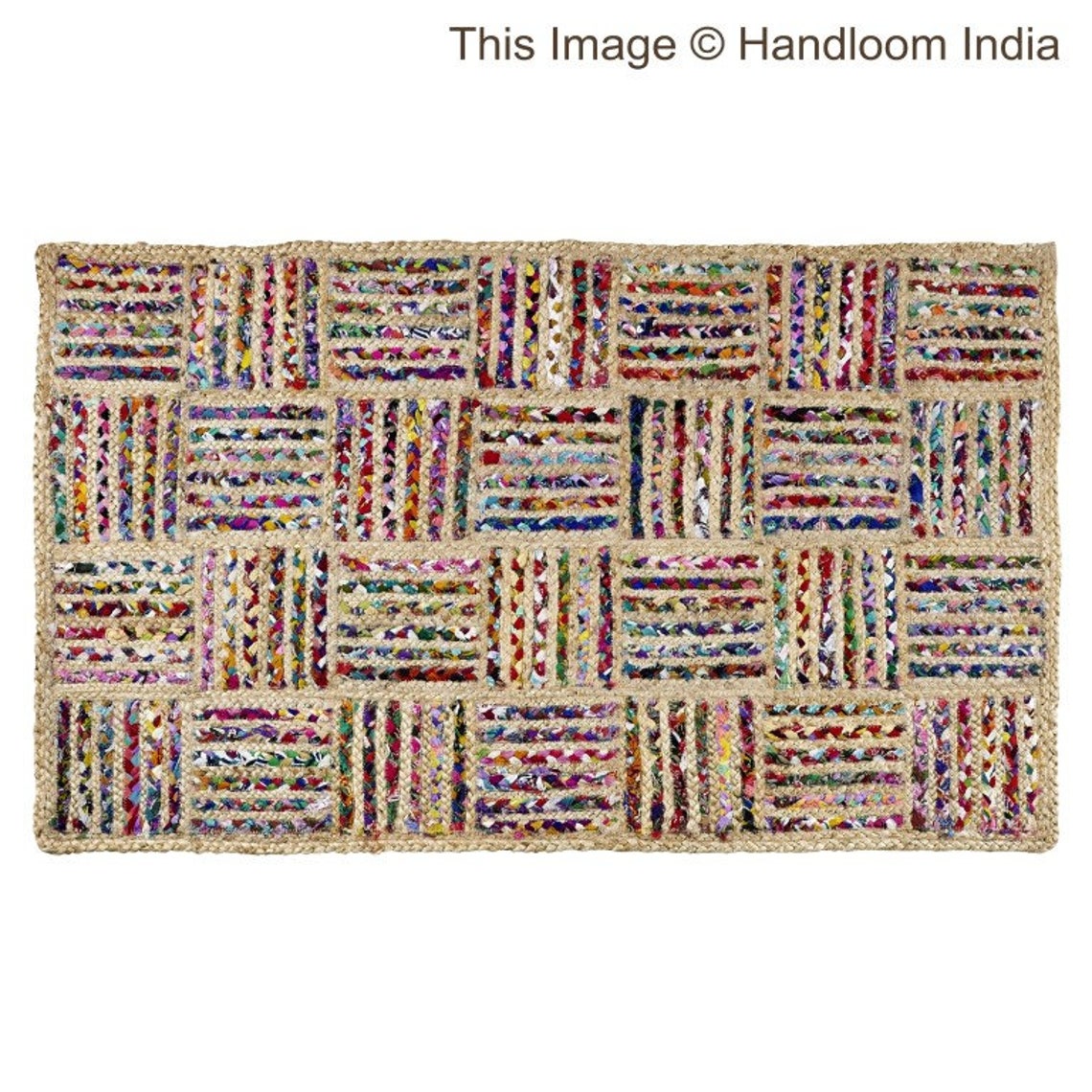 Checkered Pattern Jute Rug for Living Room 8x10 Eco Friendly - Etsy