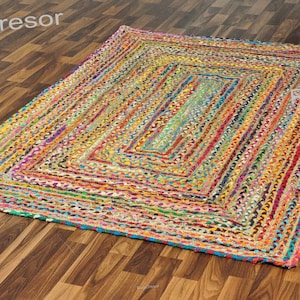 Braided Chindi Rug, Bohemian Cotton Rug, Woven Rag Rug, 8x10 Living ...