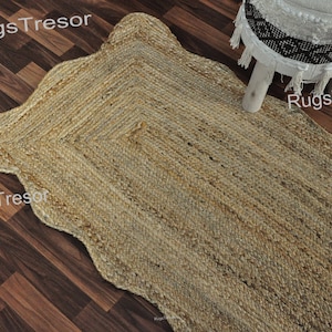 Wavy Edge Rug Runner Scalloped Runner Jute Runner Rugs Carpet Runner ...