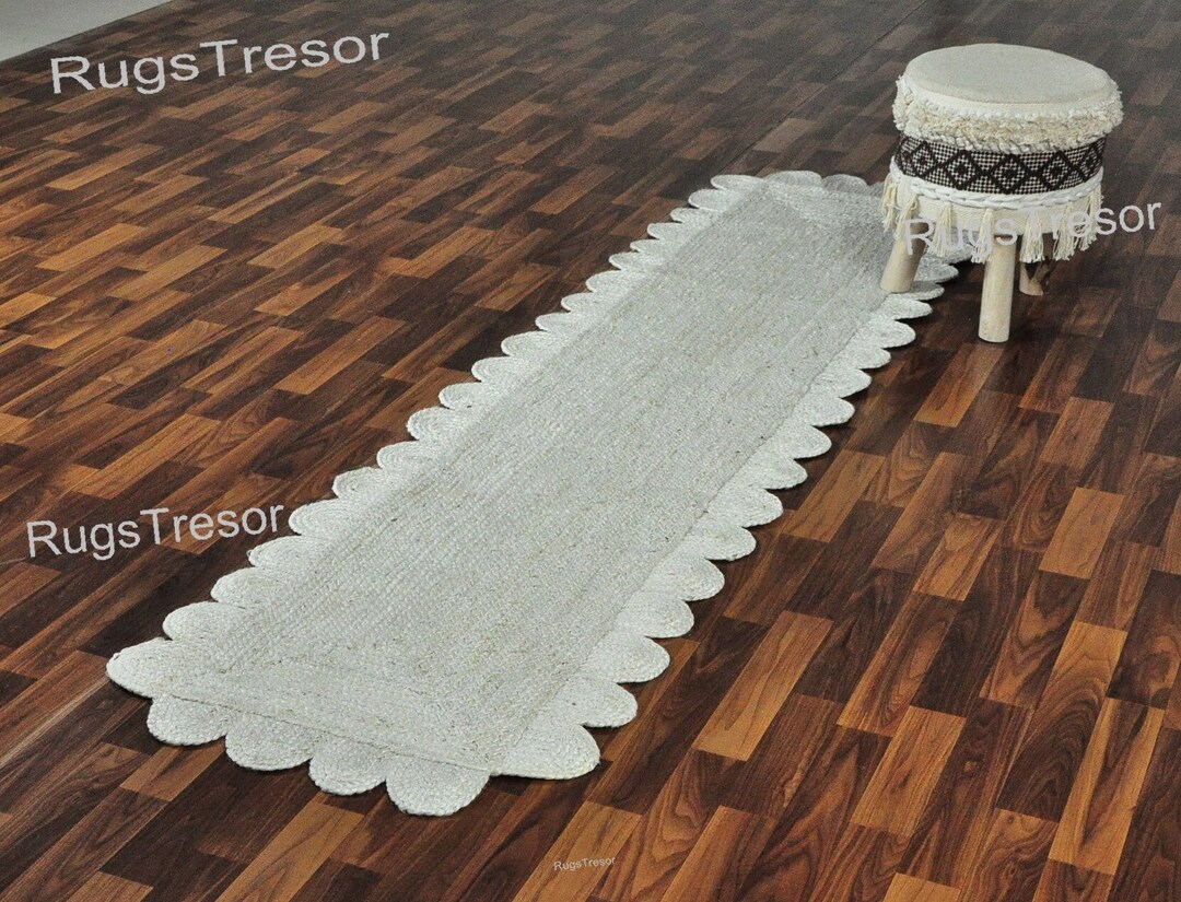 Scalloped Runner White Jute Runner White Scalloped Rug off White Runner ...